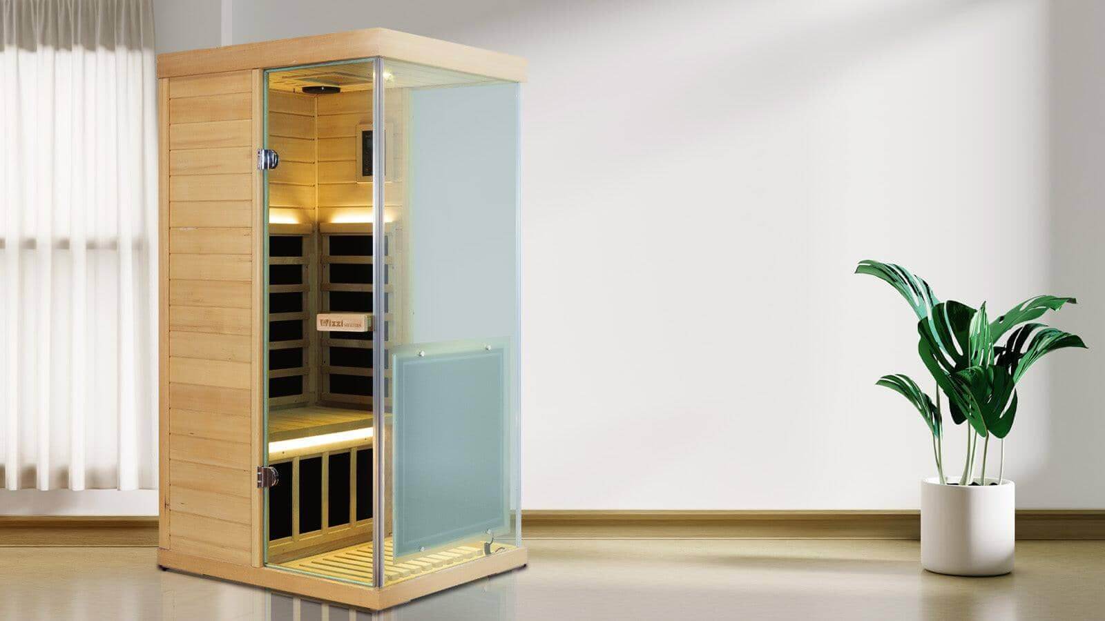 WizziSaunas 909 MHX-R 1-Person Full Spectrum Infrared Sauna (Hemlock) – EverVibe Life